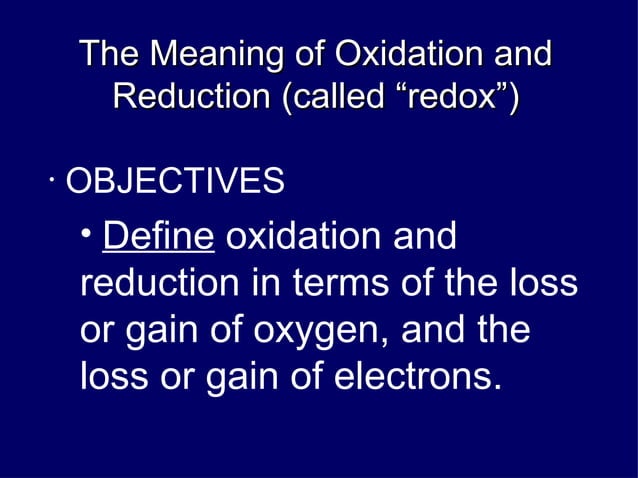Oxidation reduction reactions | PPT