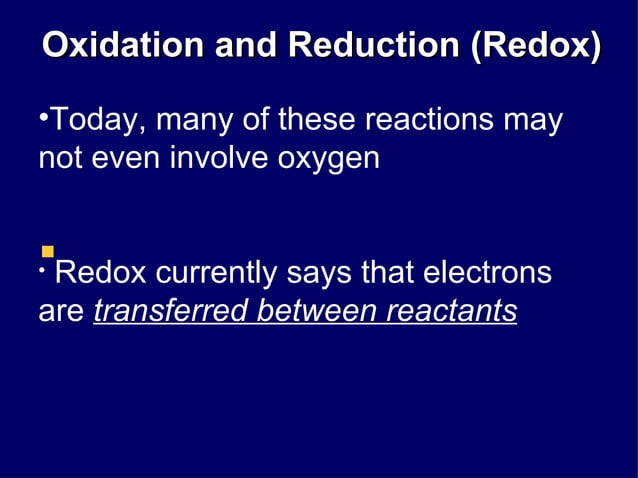 Oxidation reduction reactions | PPT