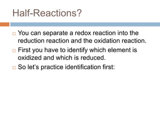 Oxidation reduction reactions honors | PPTX