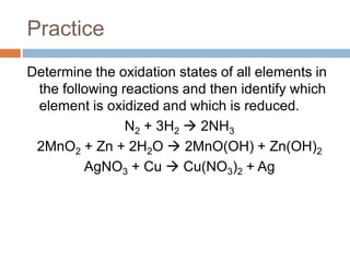 Oxidation reduction reactions honors | PPTX
