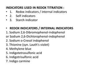 Oxidation reduction titration | PPTX