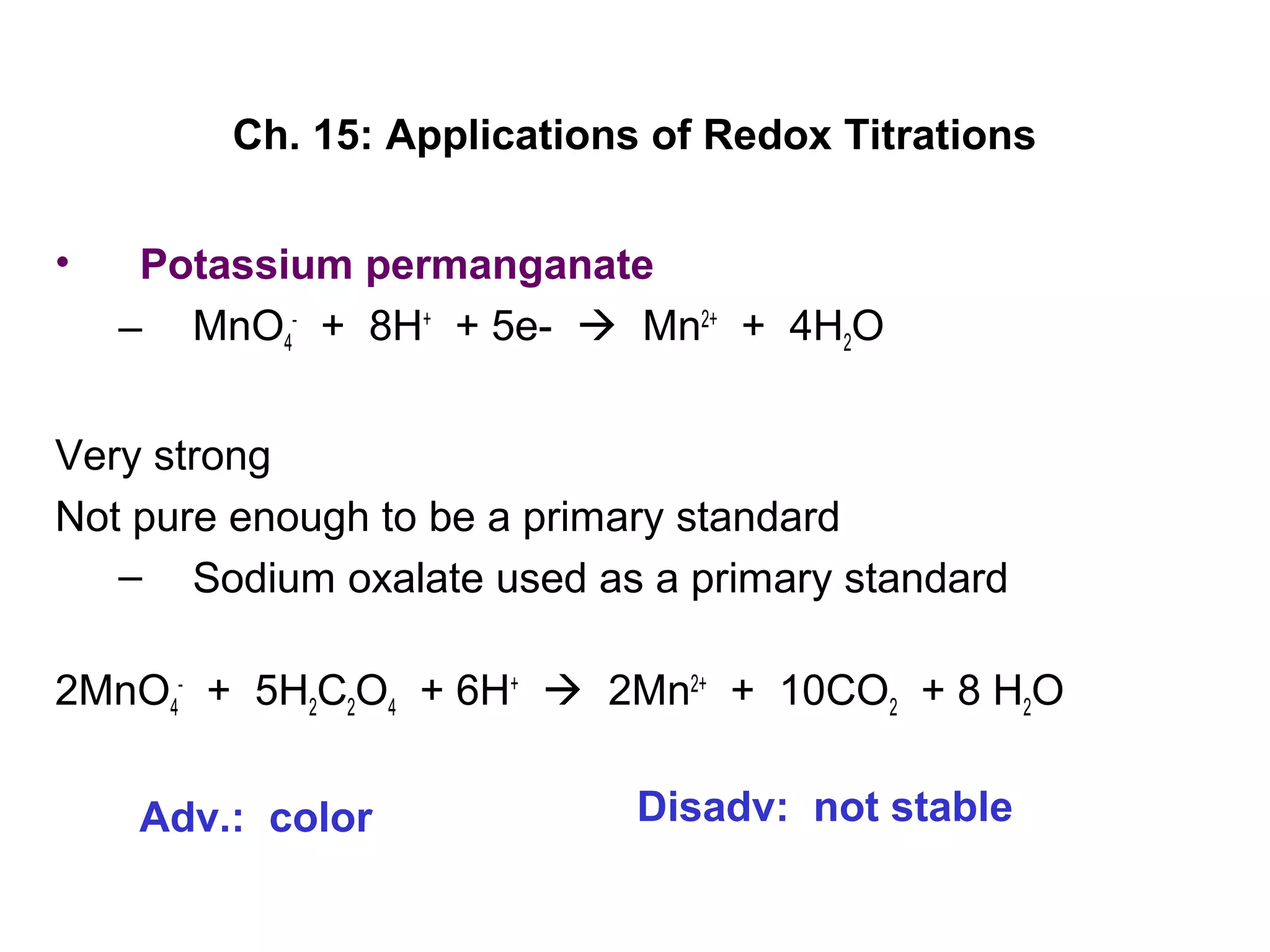 Oxidation reduction titrations | PPT