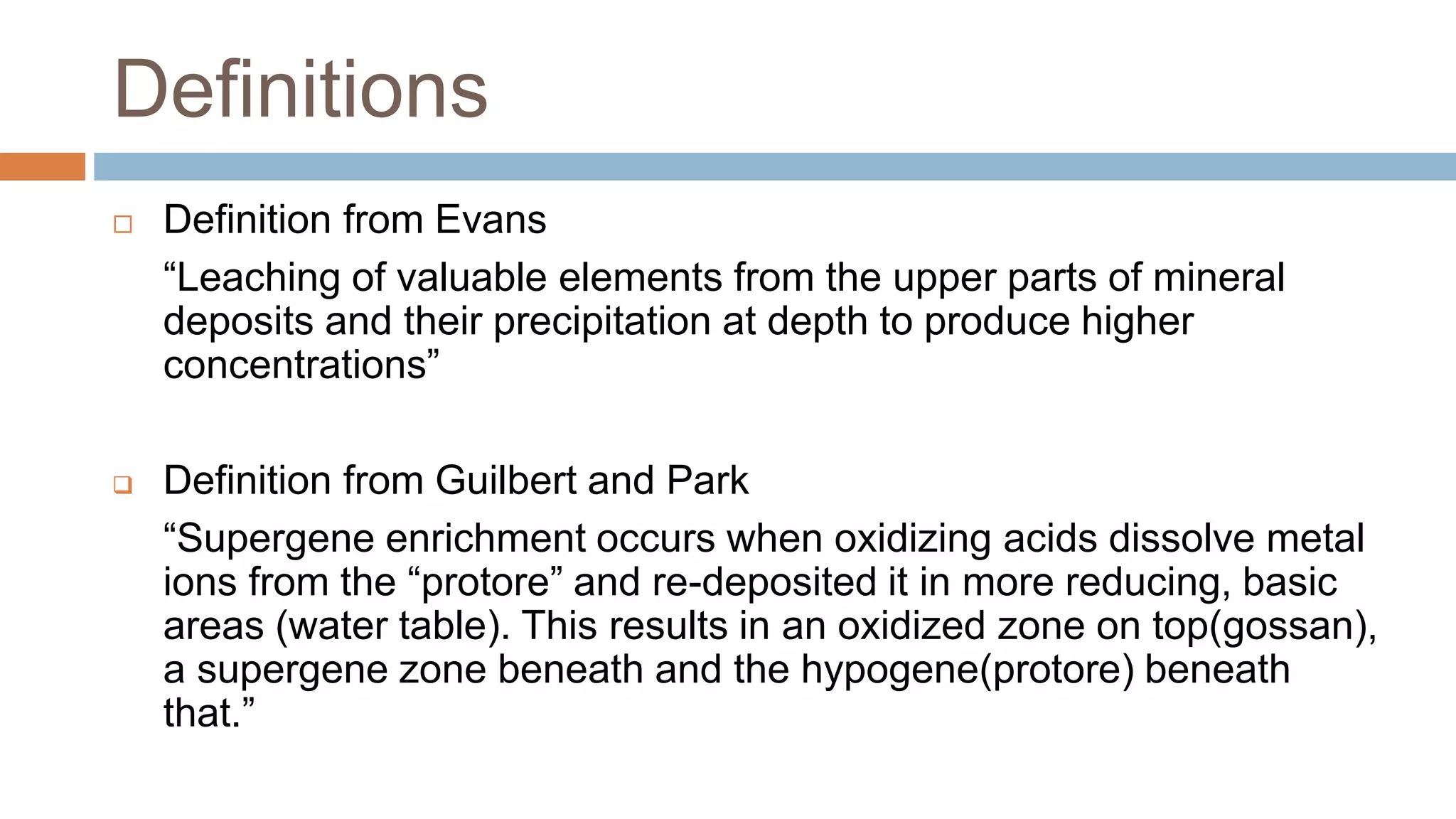 Oxidation supergene enrichment | PPTX