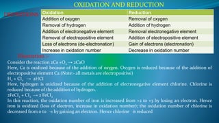 Oxidation and reduction | PPTX