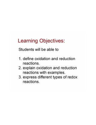 Oxidation and reduction reactions | PDF
