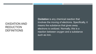 Oxidation and reduction reactions | PPTX