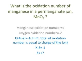Oxidation numbers | PPTX
