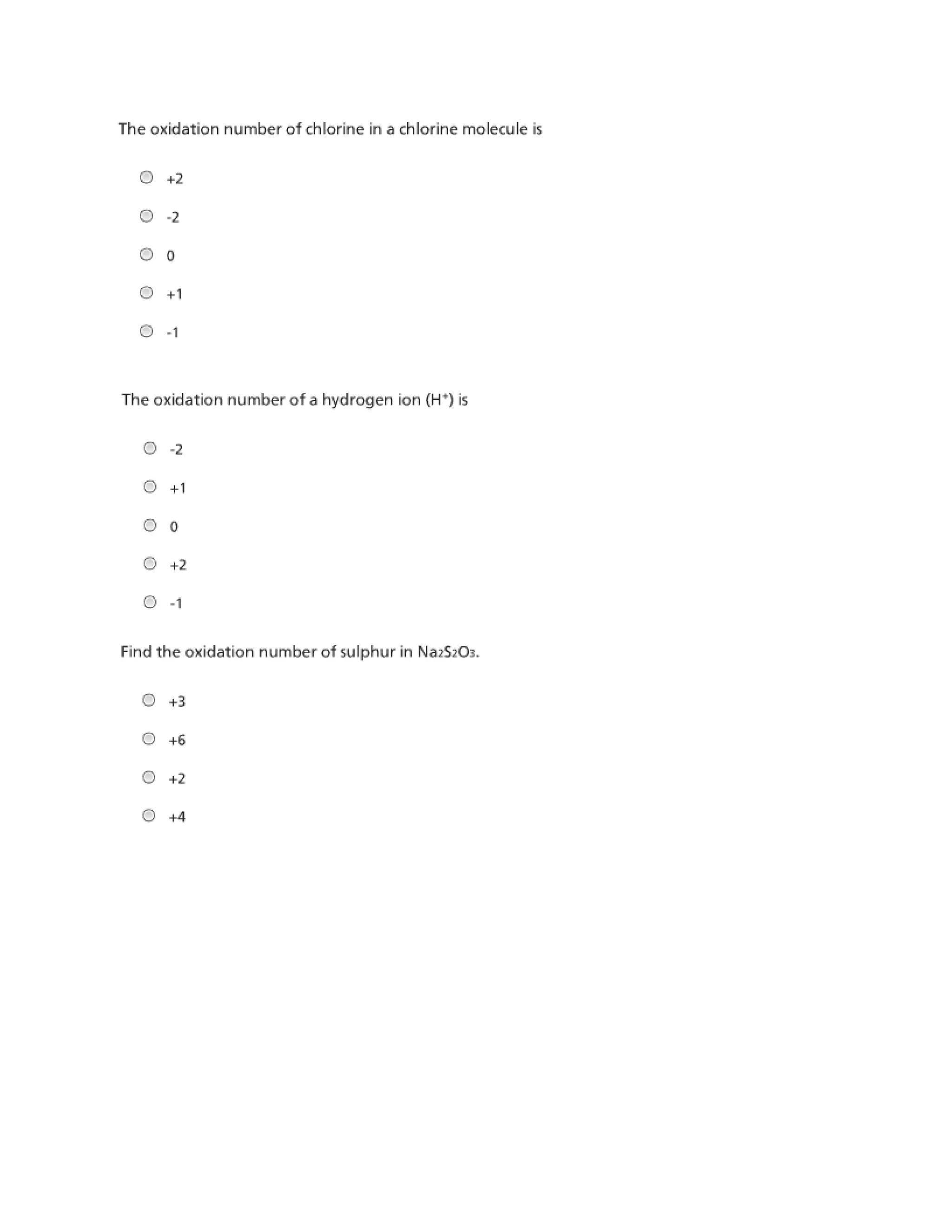 Oxidation number test | DOCX