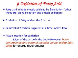 Oxidation of fatty acid | PPTX