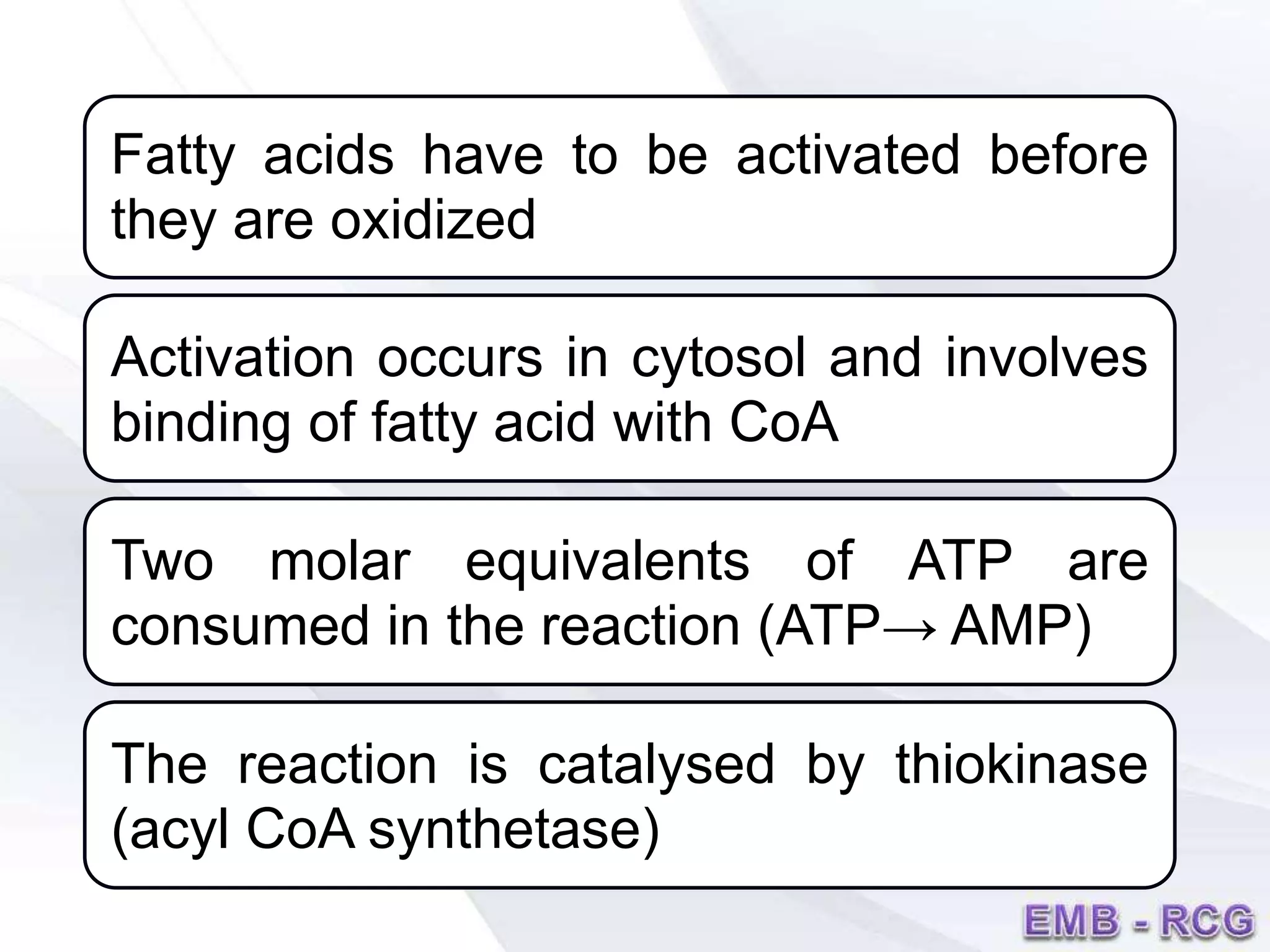 Oxidation of fatty acids | PPTX