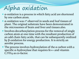 Oxidation of fatty acids | PPTX
