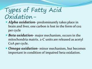 Oxidation of fatty acids | PPTX