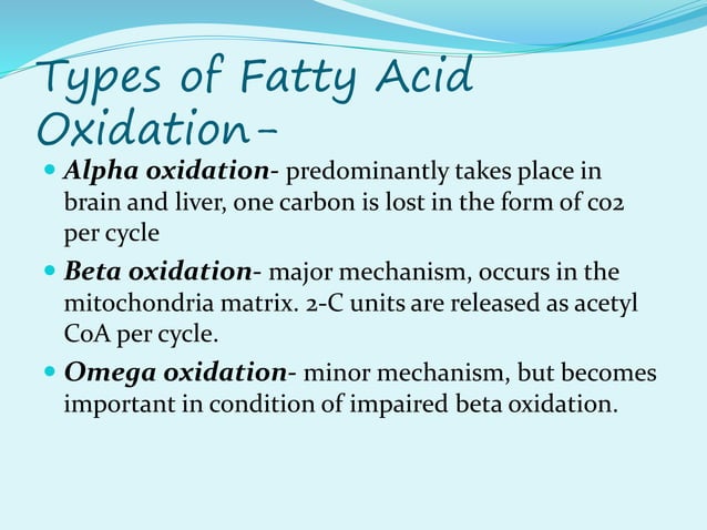 Oxidation of fatty acids | PPTX | Chemistry | Science
