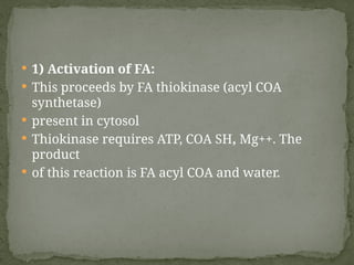 Oxidation of Fatty Acids.pptxbkd shksvisns | PPTX | Endocrine and ...