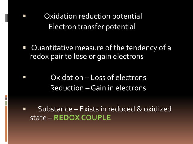 Oxidation of food stuffs and redox potentials | PPTX