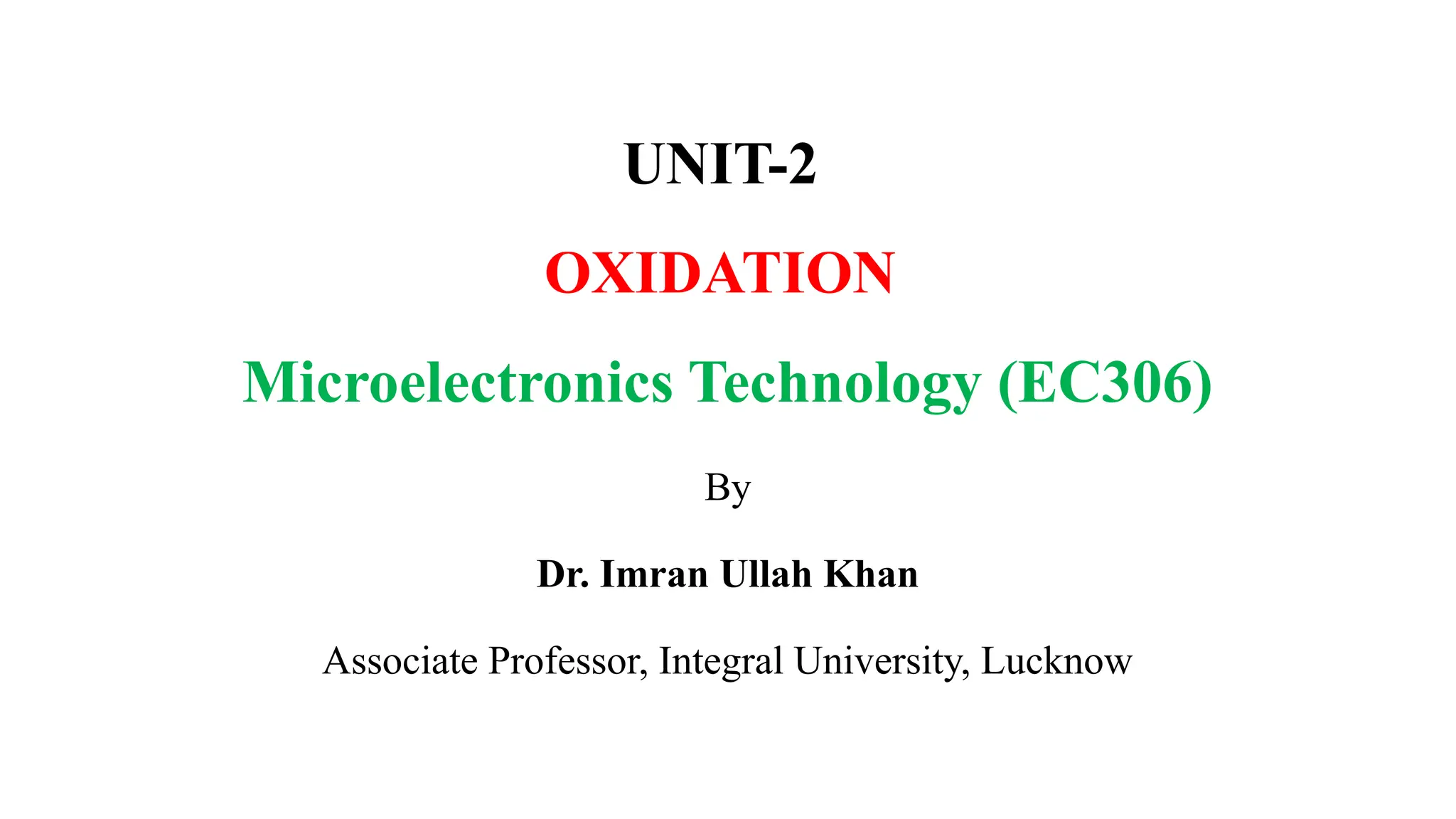 Thermal Oxidation in Semiconductor Tech. | PPTX
