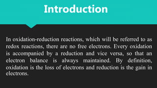 Oxidation reduction reaction | PPTX