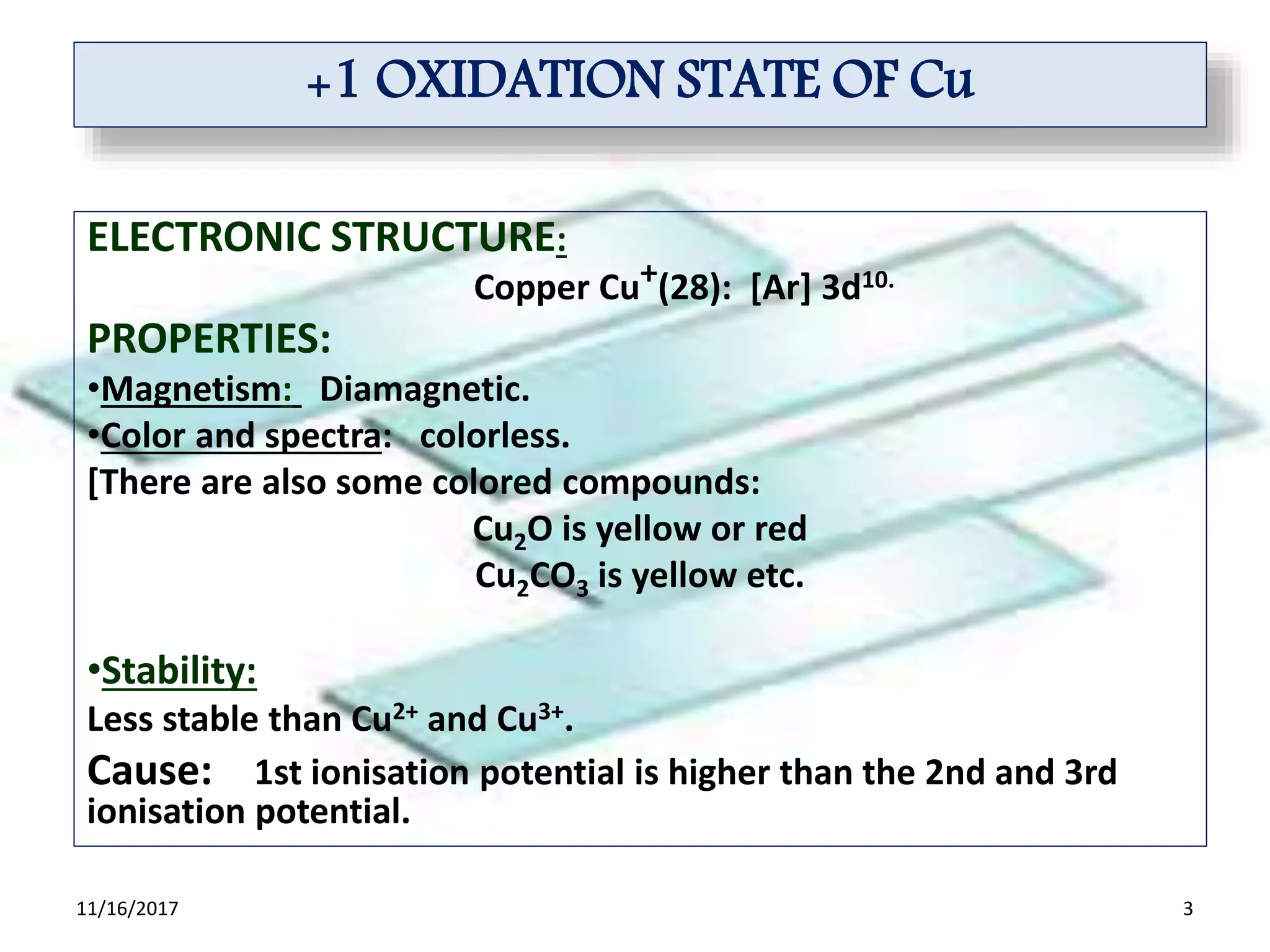 Oxidation state of cu(1) | PPTX