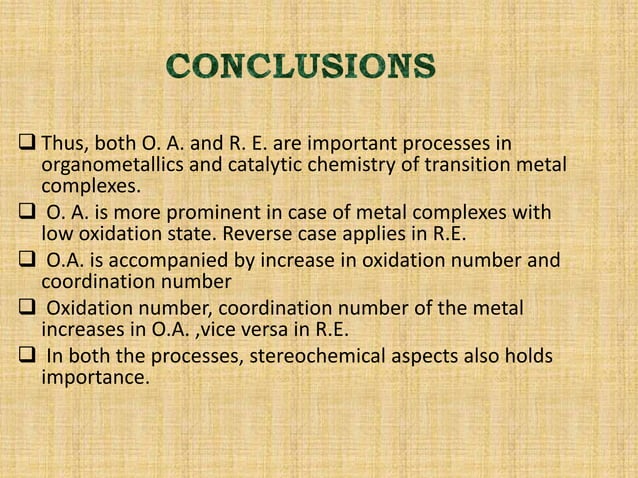 Oxidative addition | PPTX | Chemistry | Science