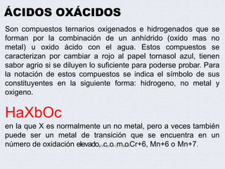 Ácidos Oxacidos Damaris Bustamante Química | PPTX