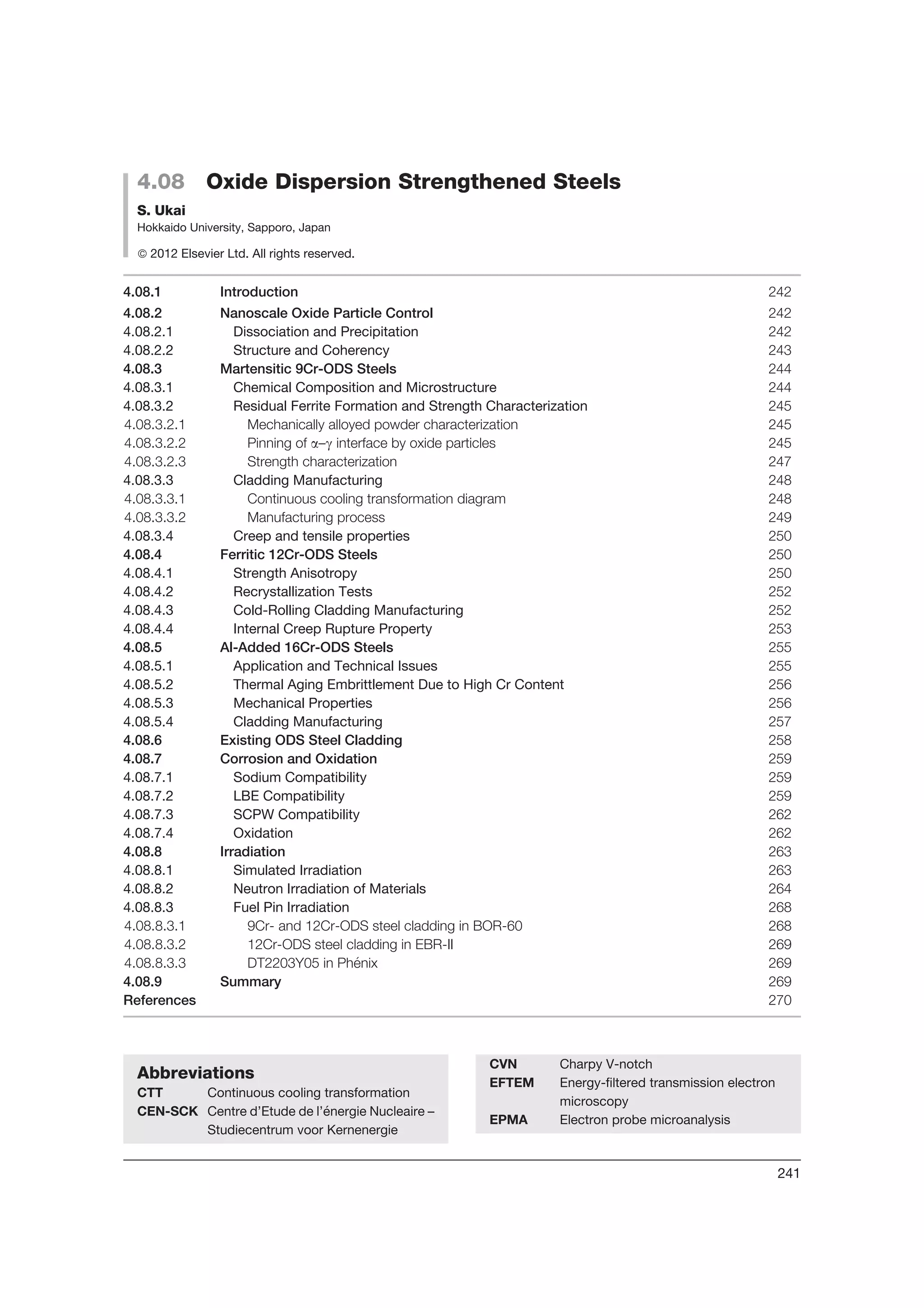 Oxide dispersion strengthened steels | PDF