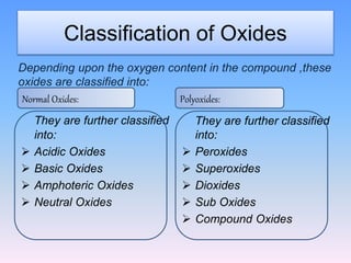 Oxides and their classification | PPTX