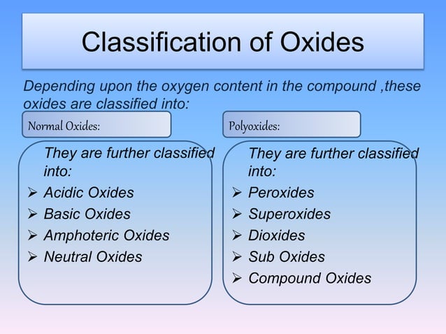 Oxides and their classification | PPTX | Chemistry | Science