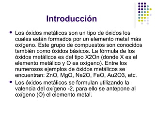 Oxidos metalicos | PPT