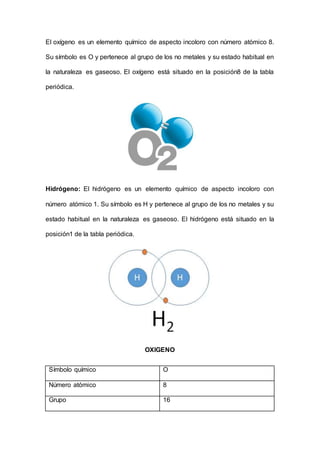 Oxigeno e hidrogeno | DOCX