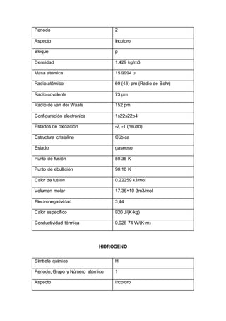 Oxigeno e hidrogeno | DOCX