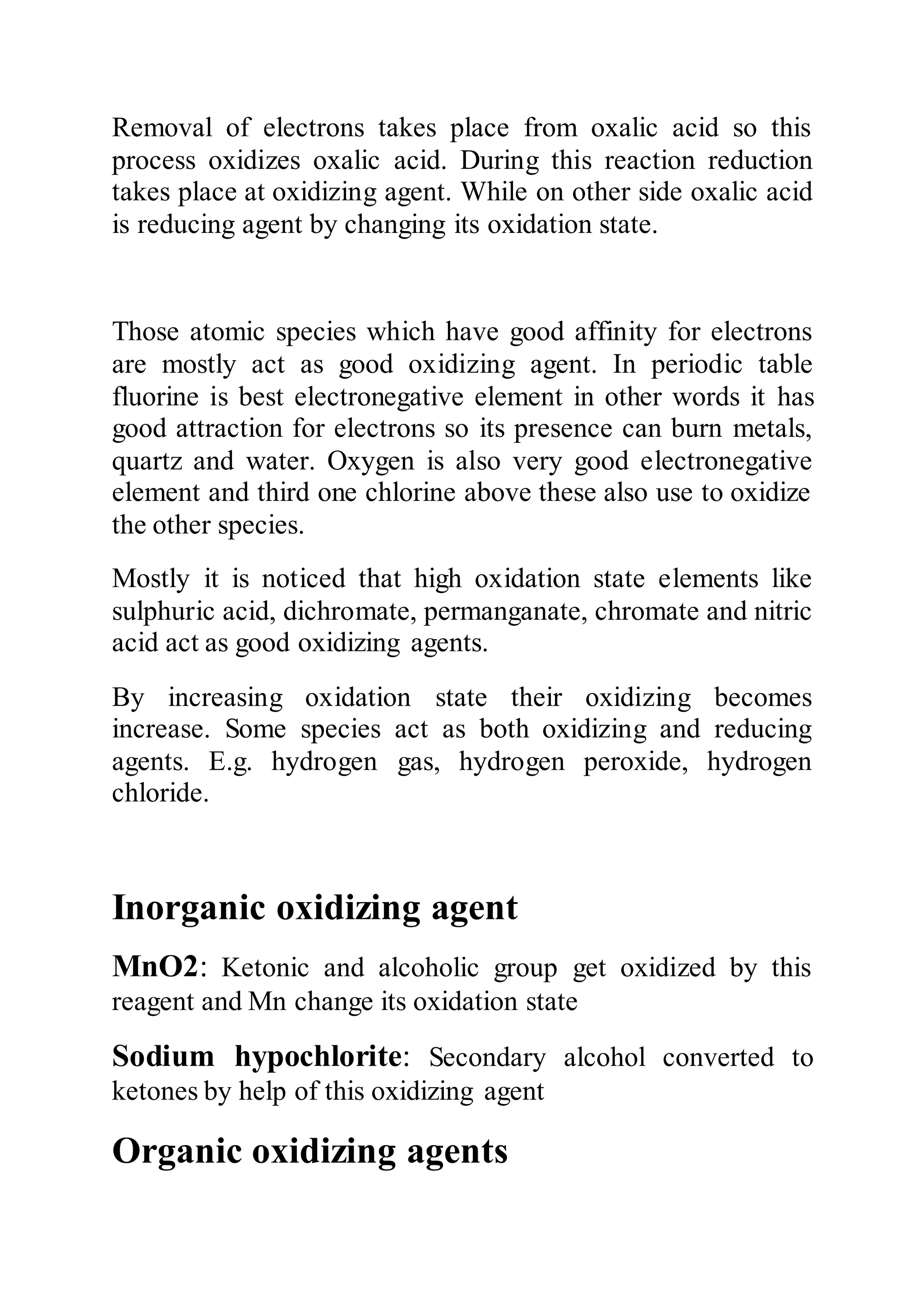Oxidizing and reducing agents | DOCX