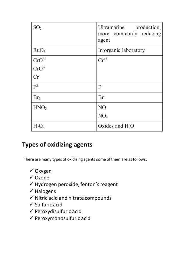 Oxidizing and reducing agents | DOCX