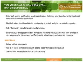 Oxis Rodman & Renshaw Presentation | PDF | Chemistry | Science