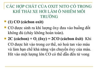 Oxit nito có trong khí thải xe hơi | PPT