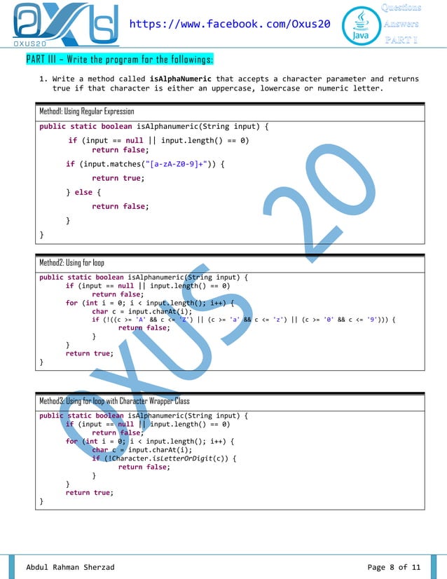 OXUS20 JAVA Programming Questions and Answers PART I | PDF | Free Download