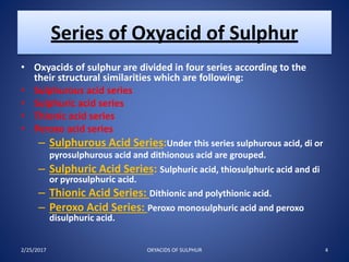 Oxyacids of Sulphur | PPTX