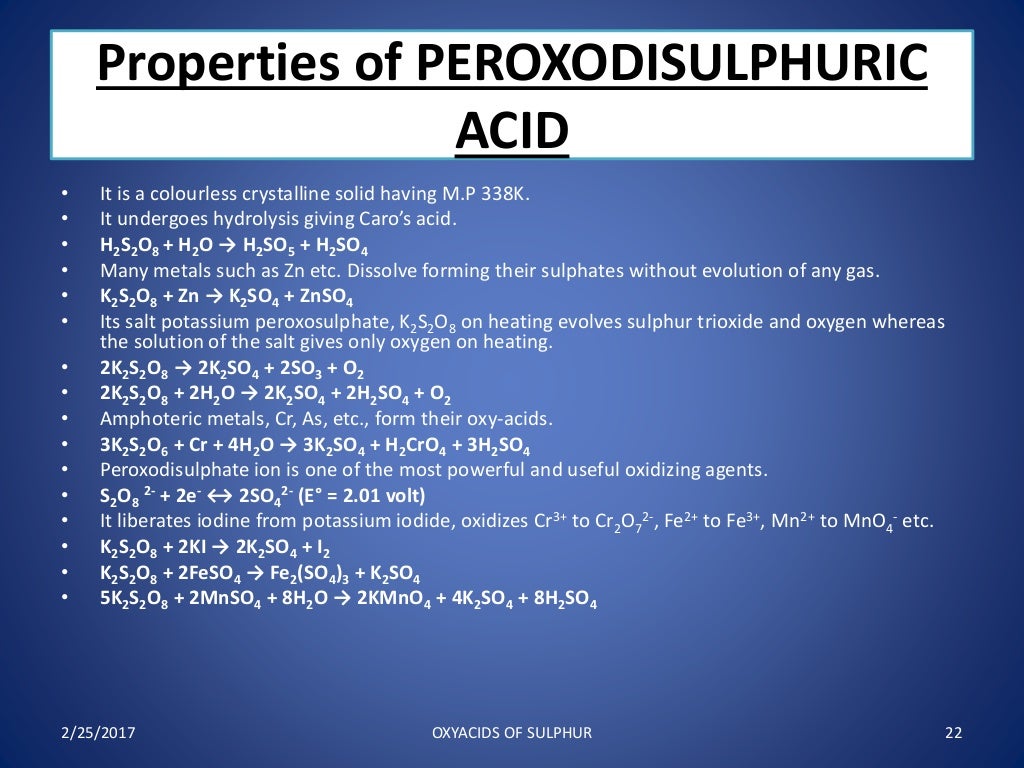 Oxyacids of Sulphur
