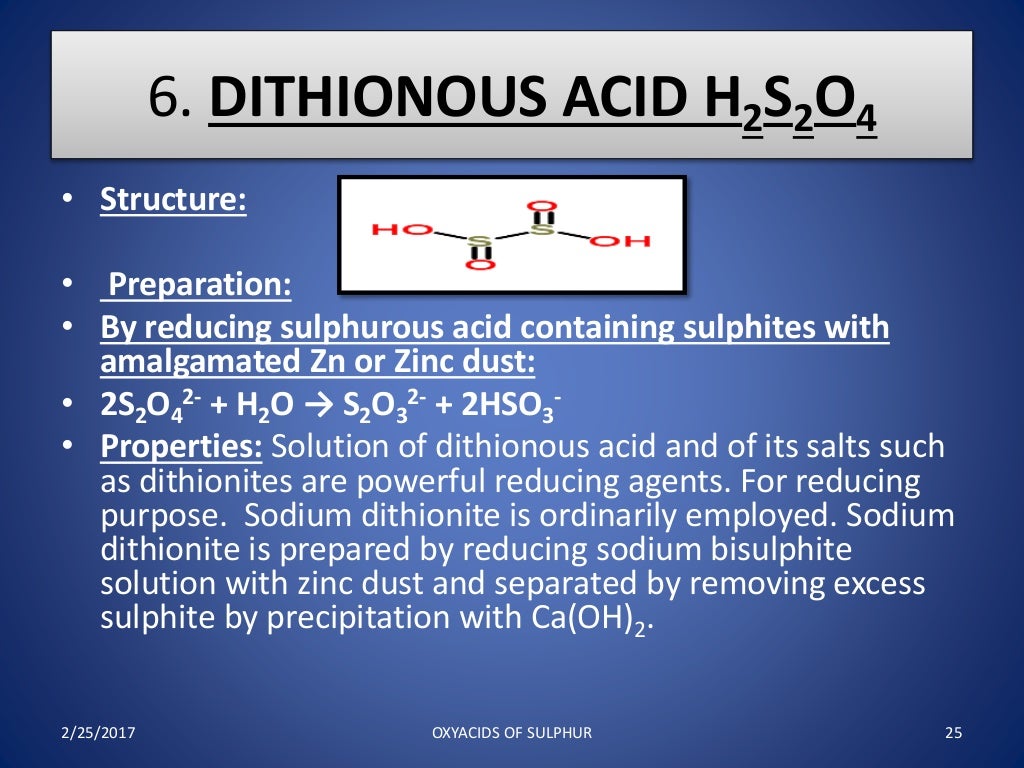 Oxyacids of Sulphur