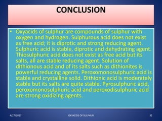 Oxyacids of Sulphur | PPTX