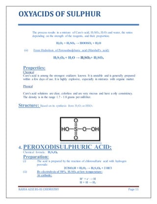 Oxyacids of sulphur | DOCX