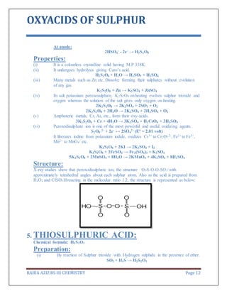 Oxyacids of sulphur | DOCX