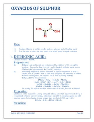 Oxyacids of sulphur | DOCX