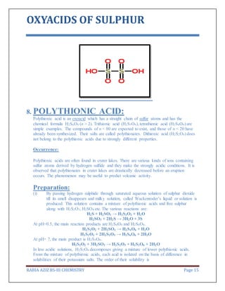 Oxyacids of sulphur | DOCX