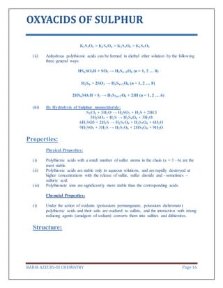 Oxyacids of sulphur | DOCX