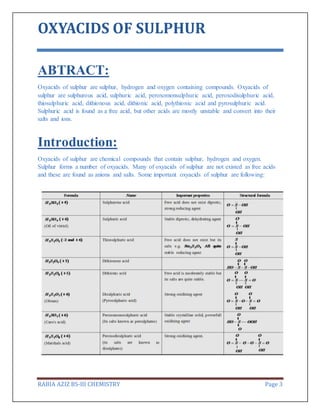 Oxyacids of sulphur | DOCX