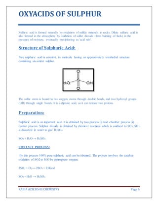 Oxyacids of sulphur | DOCX