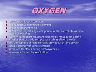 Uses of oxygen store