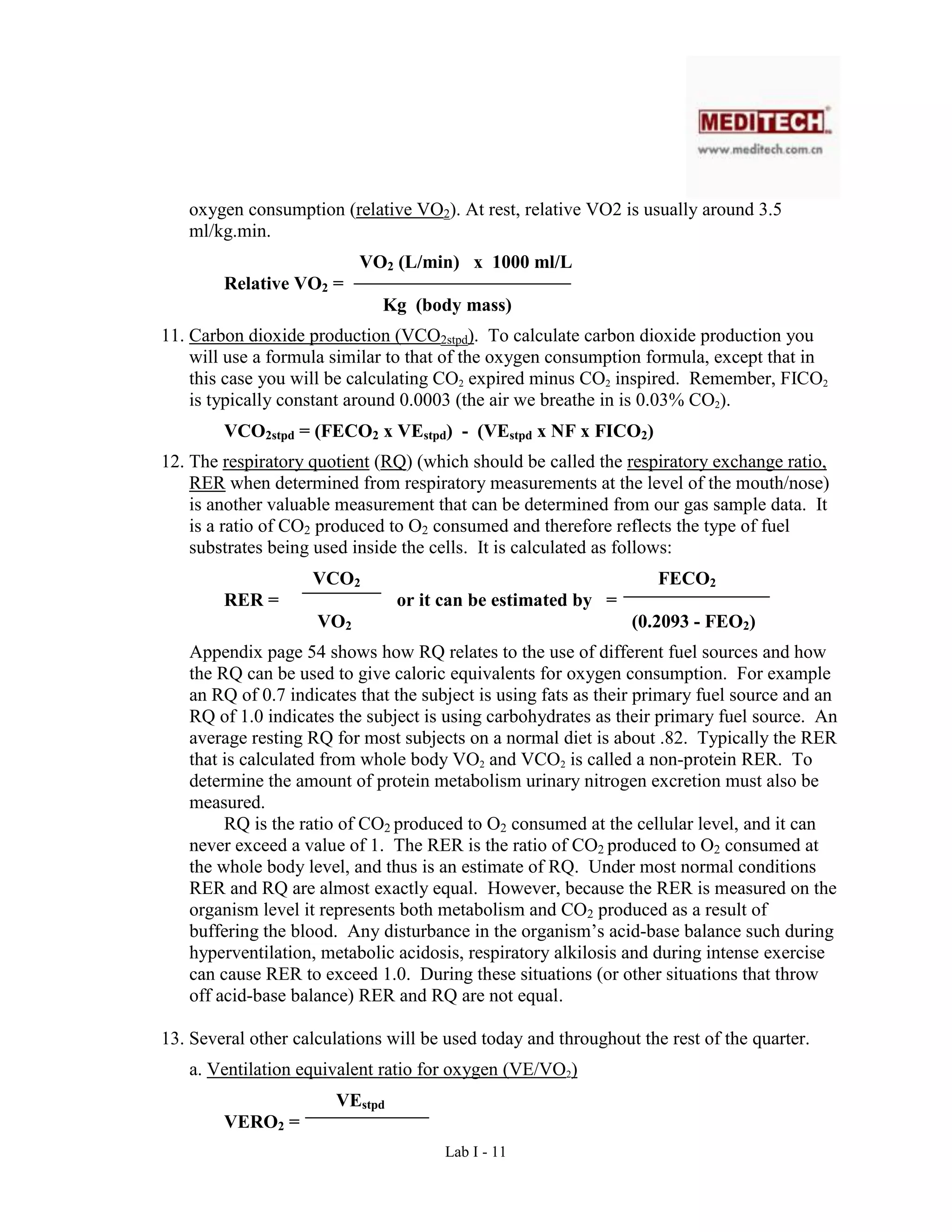 Oxygen consumption | PDF