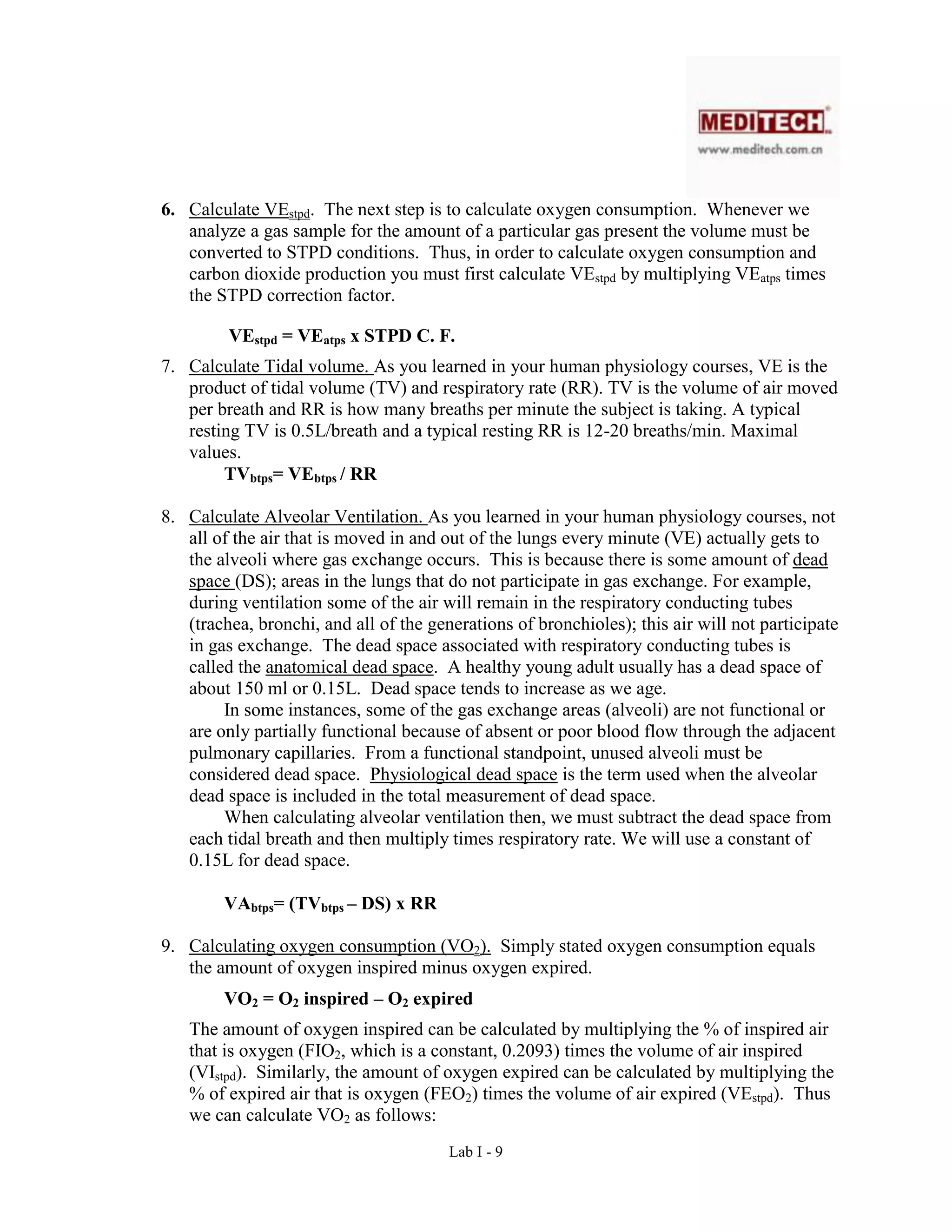 Oxygen consumption | PDF