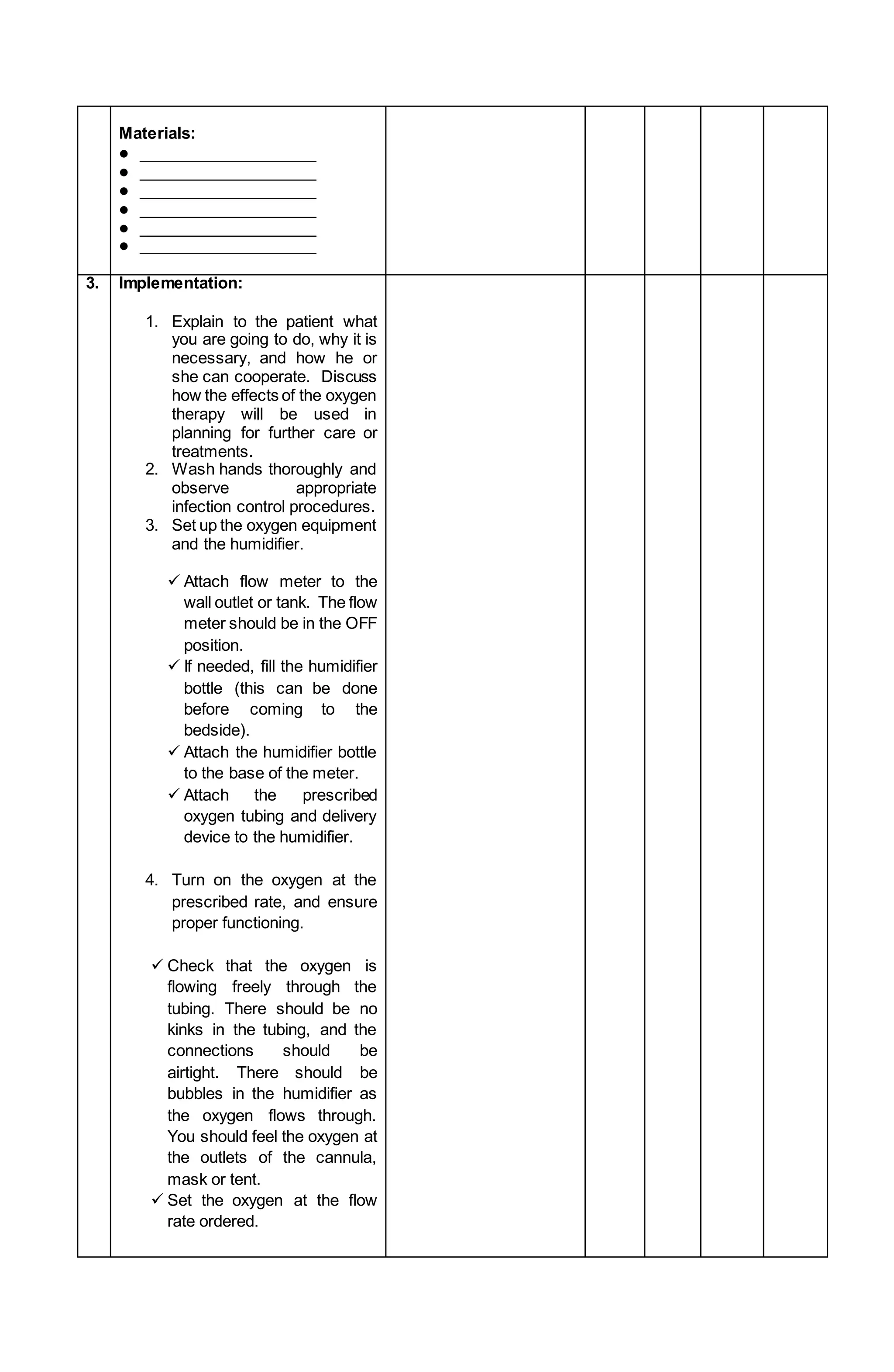 Oxygenation checklist | DOCX